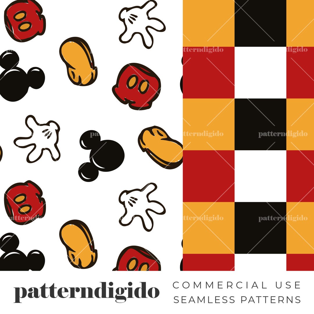 Mickey Mouse and Matching Checkered Seamless Repeat Pattern File ...