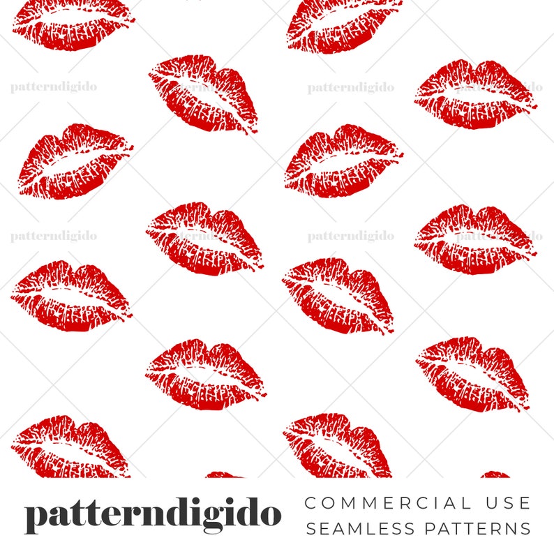 Lipstick Kiss Seamless Pattern JPG PNG, Kiss File Pattern, PNG Red Lips ...