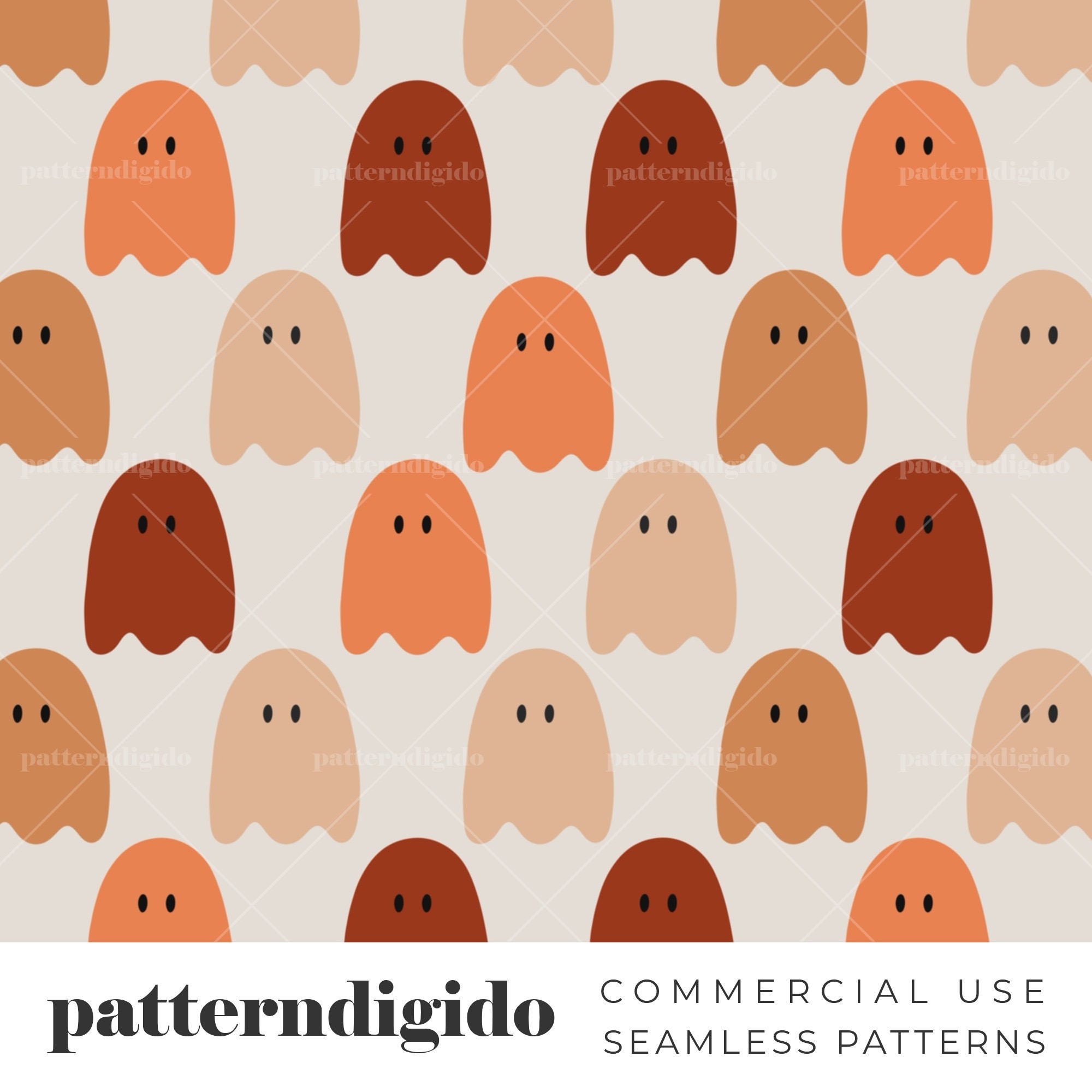 Halloween Cute Ghosts Seamless Pattern, Autumn Fall Repeating Pattern ...