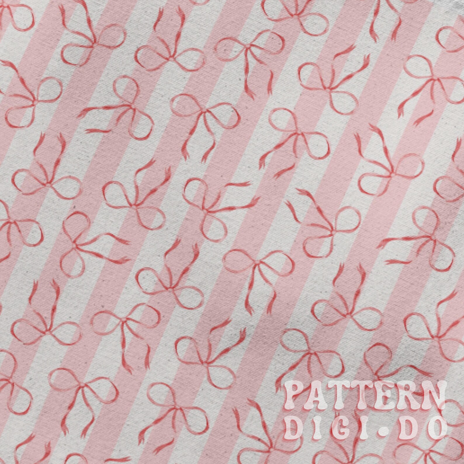 Watercolor Bows in Red Coquette Ribbon With Pink Stripes Seamless ...