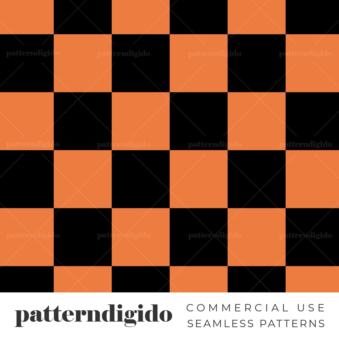 Orange and Black Checkered Seamless Pattern, Halloween Pattern ...