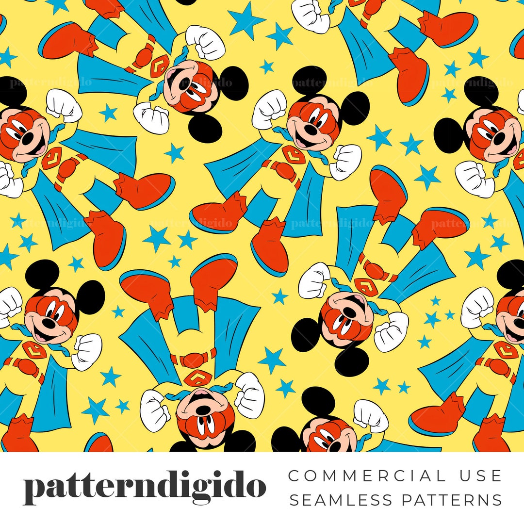 Mickey Mouse Superhero Seamless Repeat Pattern File, Magical Mouse ...