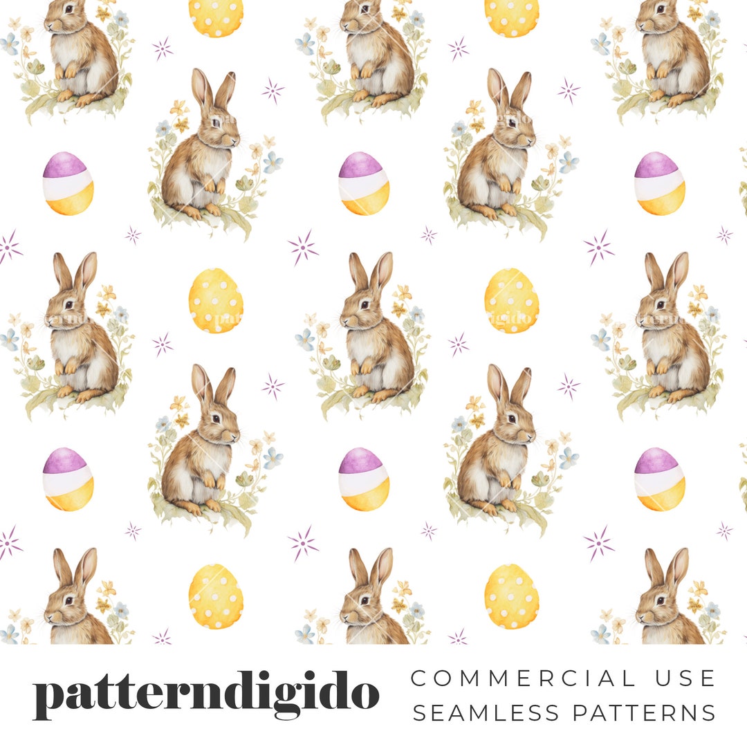 Bunny Easter Seamless Repeat Pattern, Rabbit Easter Pattern, Easter Egg ...