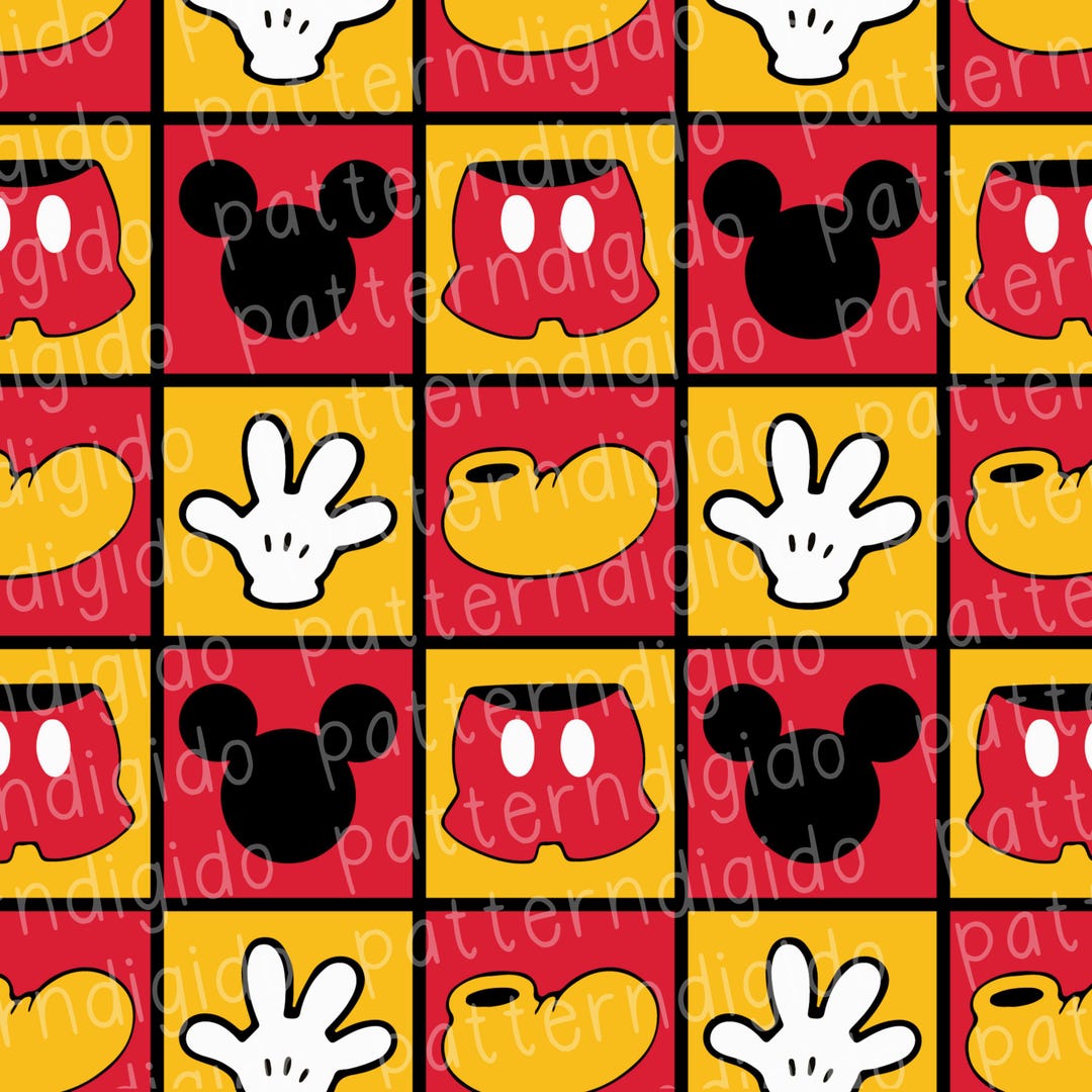 Mickey Mouse Checkered Seamless Repeat Pattern File, Magical Mouse ...