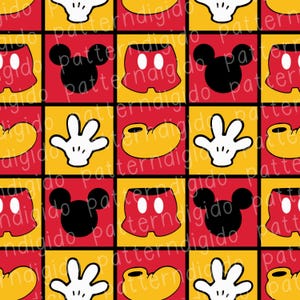 Mickey Mouse Checkered Seamless Repeat Pattern File, Magical Mouse ...