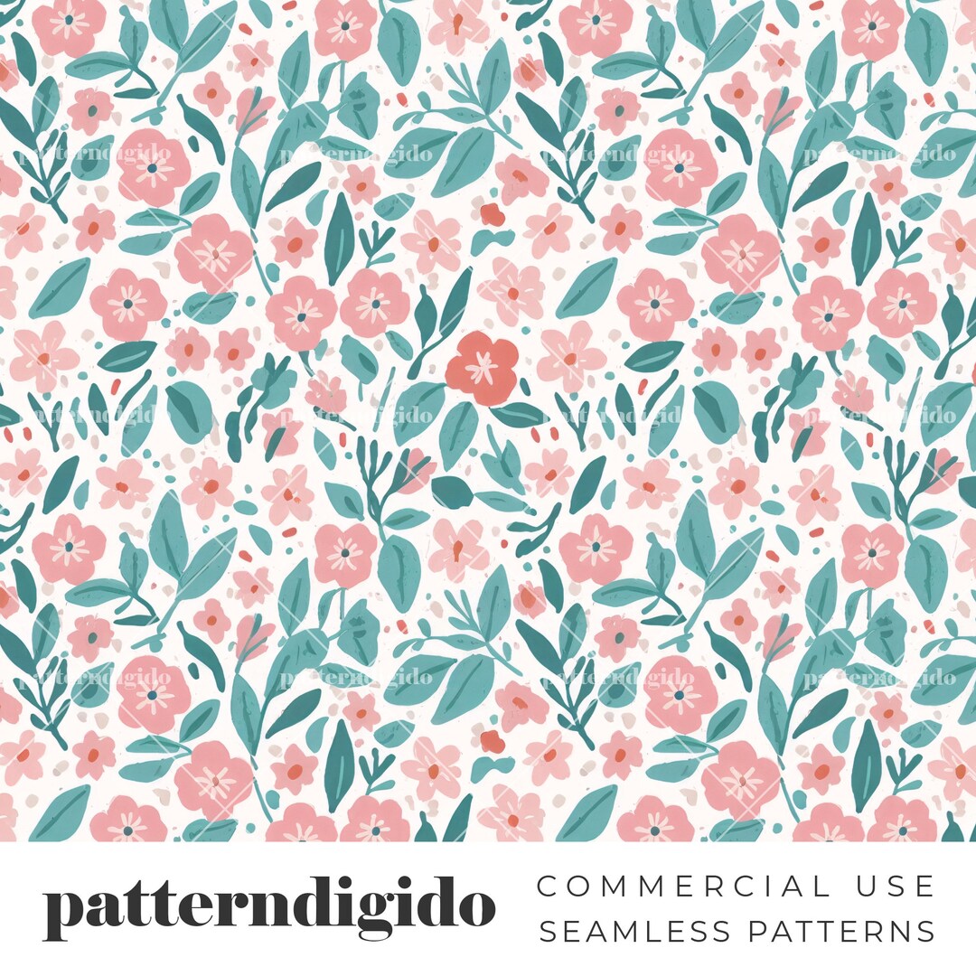 Preppy Cute Flowers Seamless Pattern, Girly Floral Acrylic Repeating ...