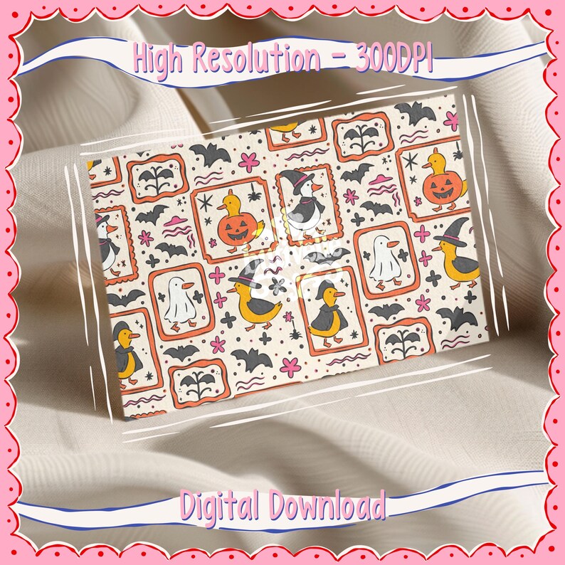 Spooky Silly Goose Seamless Pattern, No AI, Halloween Frames, Original ...