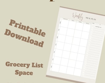 Minimalist Weekly Meal Planner - Printable Template , Nutrition Planner ...