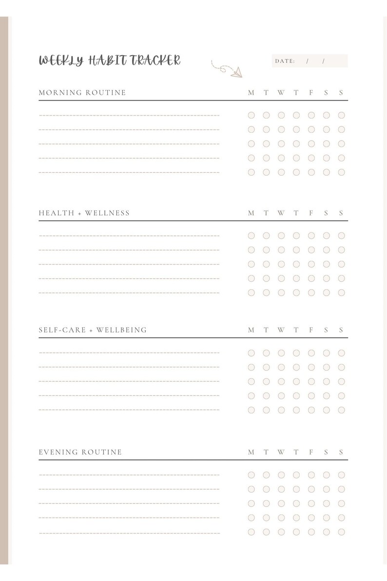 Weekly Habit Tracker and Goal Setting - Etsy