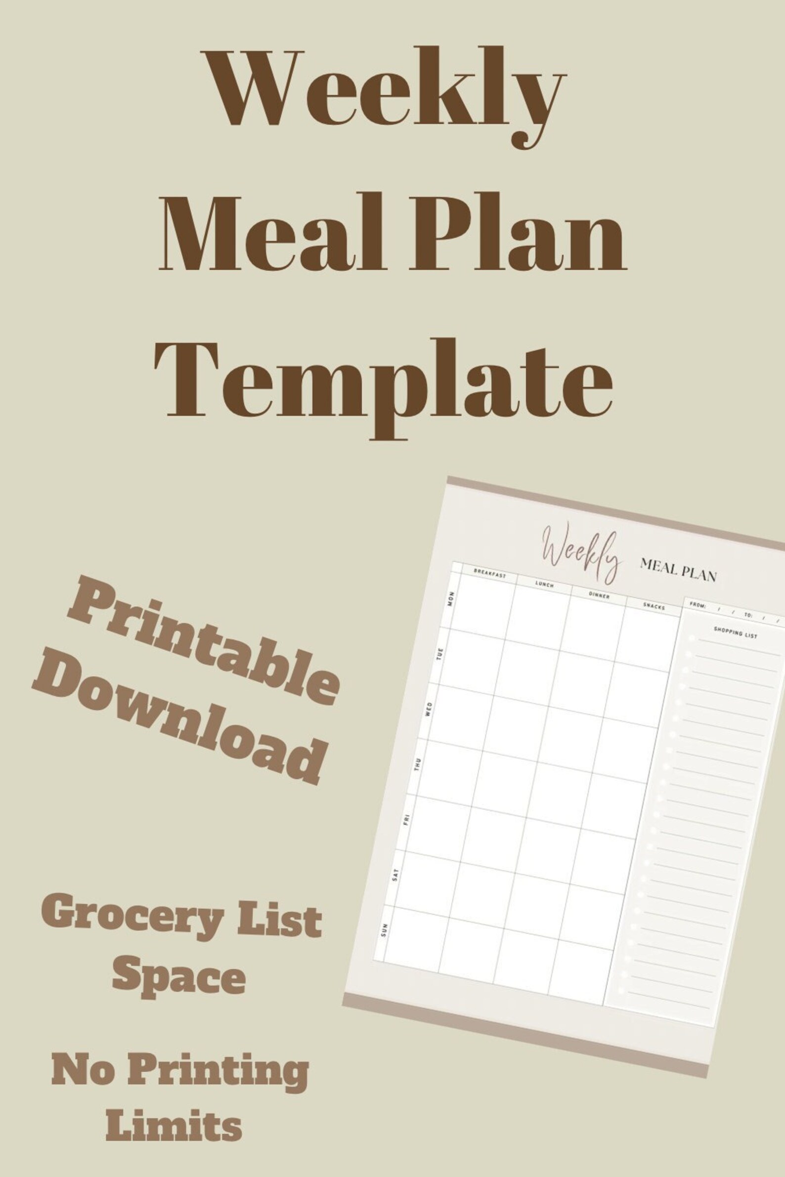 Meal Plan Template - Etsy