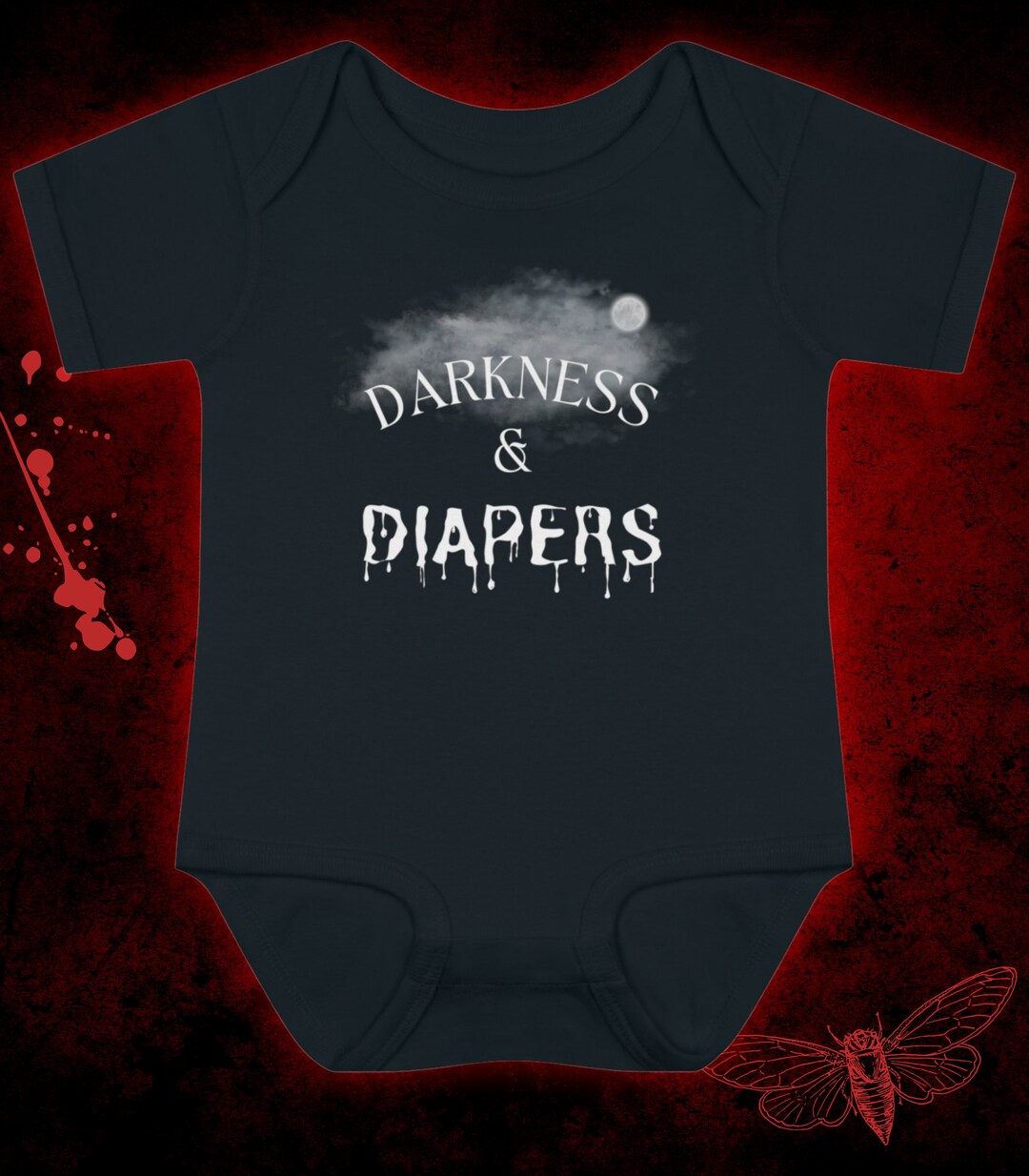 Darkness & Diapers Goth Babysuit for Goth Babys Gothic Emo Baby Gift ...
