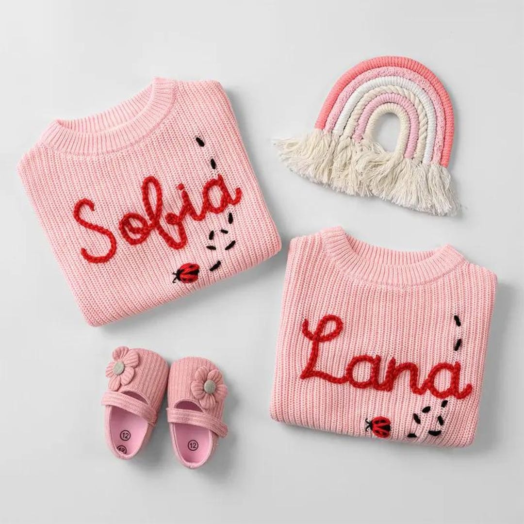 Personalized Baby Name Sweater | Hand Embroidered Knit Name Sweater for ...