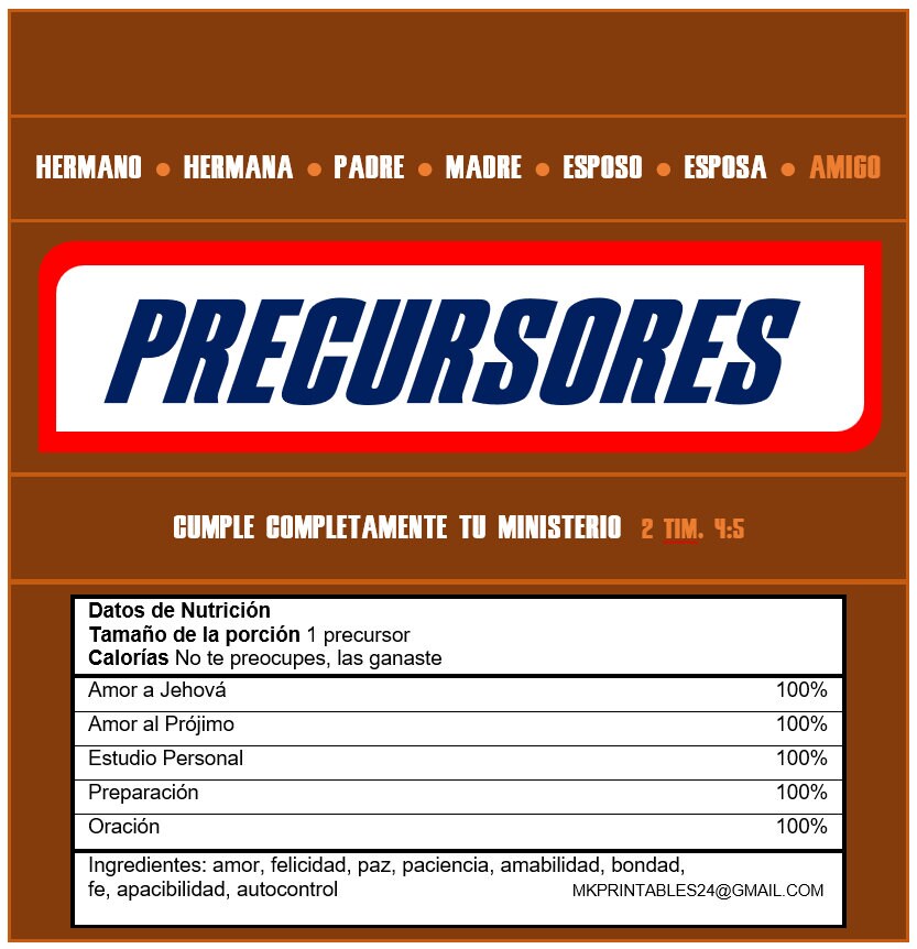 JW Regalo Para Precursores JW Pioneer Gift Chocolate Wrapper - Etsy