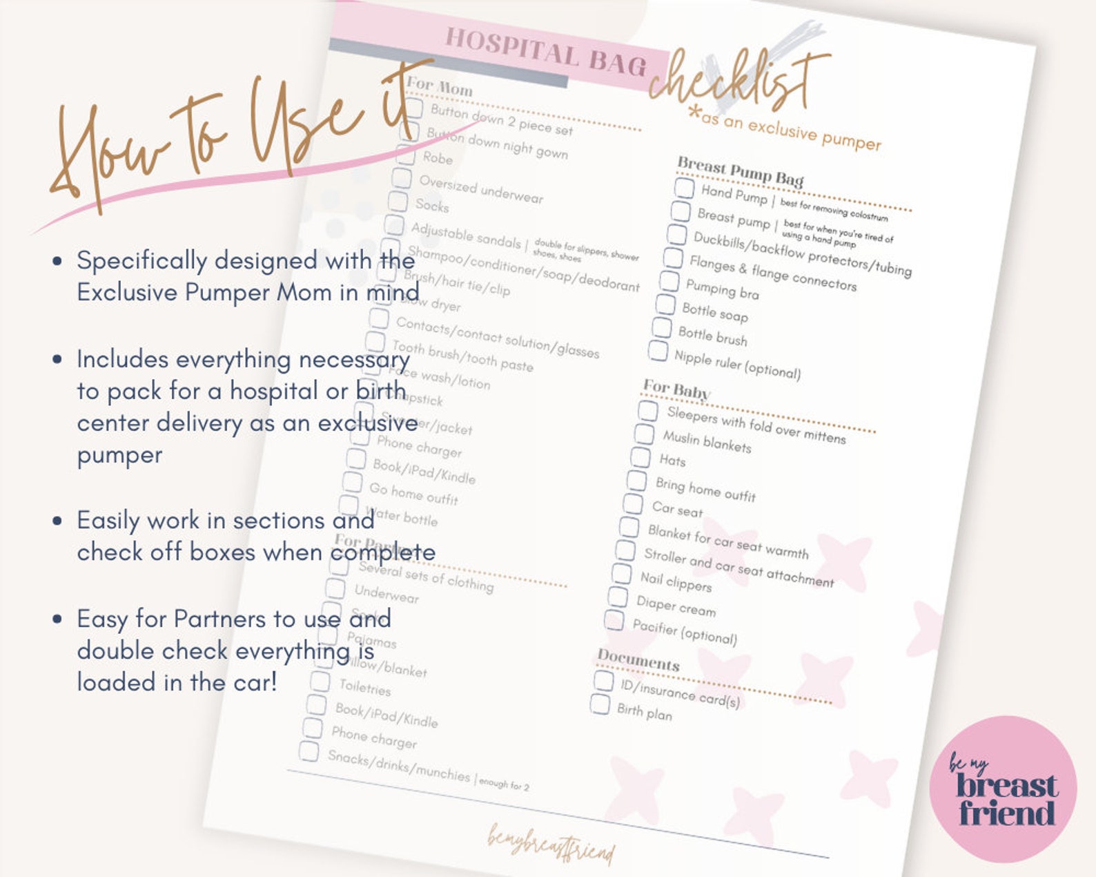 Hospital Bag Checklist - for the Exclusive Pumper | Pregnancy ...