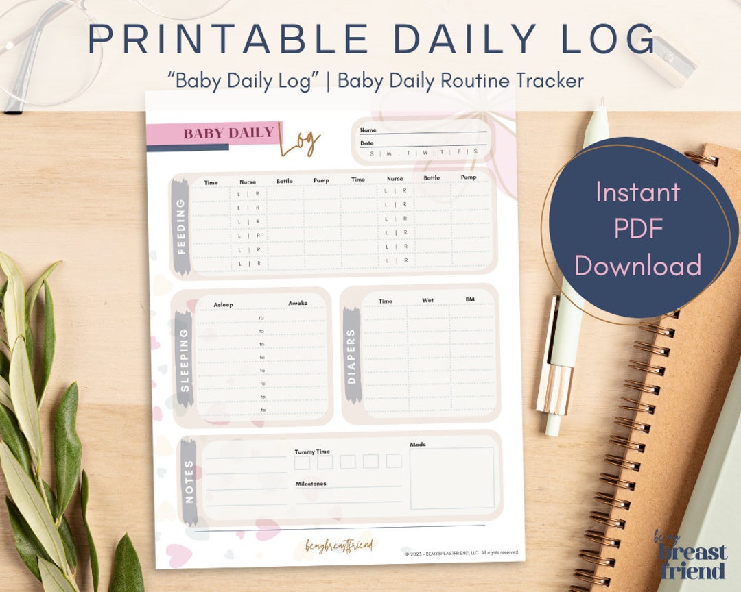 Newborn - Baby Daily Log Printable | Baby Daily Routine Tracker, Baby ...