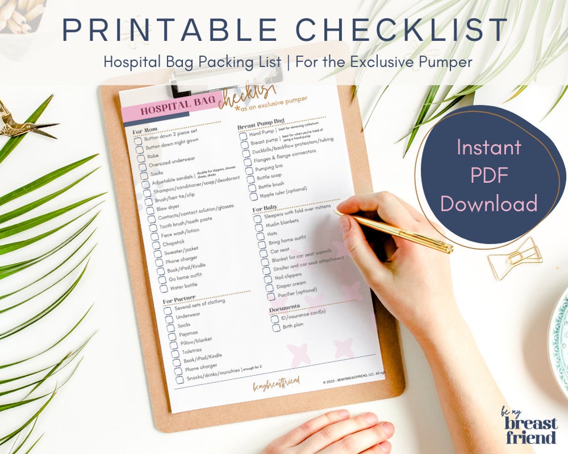 Hospital Bag Checklist - for the Exclusive Pumper | Pregnancy ...