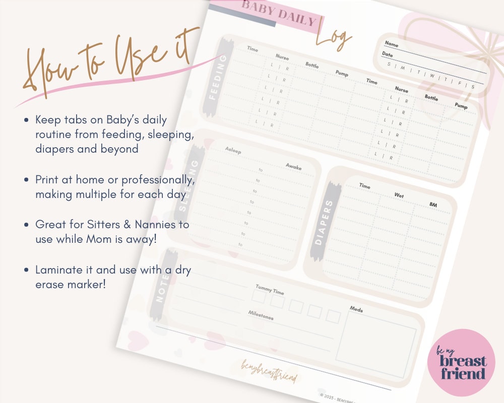 Newborn - Baby Daily Log Printable | Baby Daily Routine Tracker, Baby ...