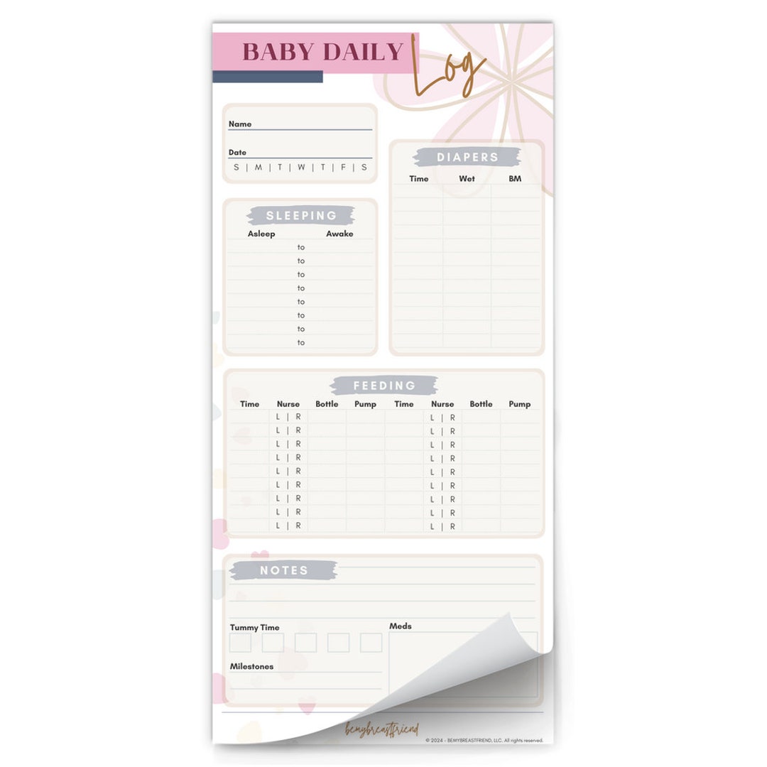 Baby Daily Log Magnetic Fridge Notepad - Etsy