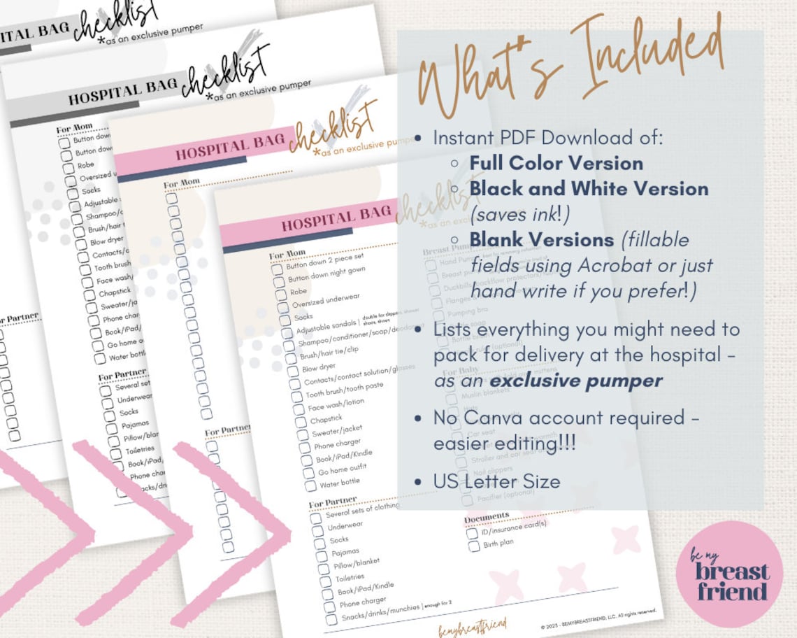 Hospital Bag Checklist - for the Exclusive Pumper | Pregnancy ...