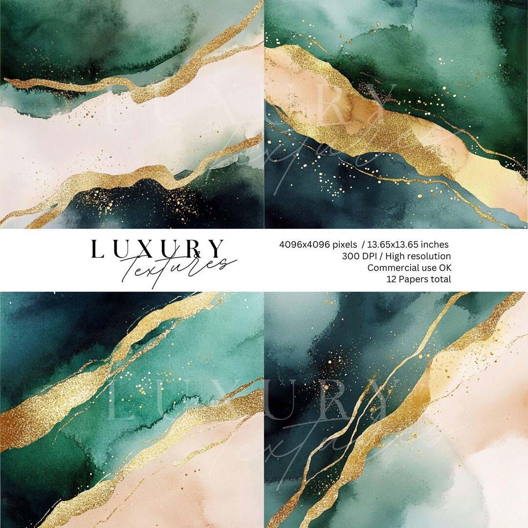 Gold and Watercolor Digital Papers, Watercolor Paper Pack, Gold and ...