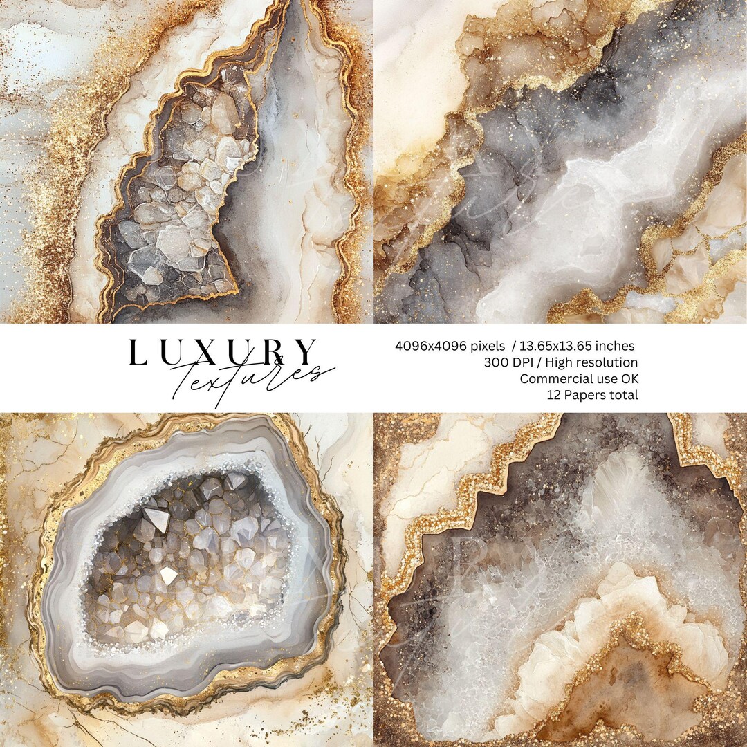 Geode Digital Paper, Agate Quartz Texture, Crystal Digital Backgrounds ...