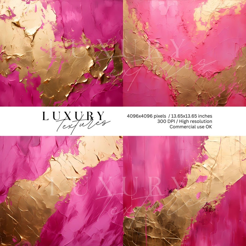 Pink Digital Paper, Hot Pink Gold, Gold Glam Paper, Acrylic Paper ...