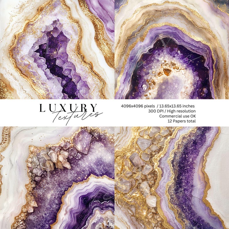 Geode Digital Paper, Agate Quartz Texture, Crystal Digital Backgrounds ...