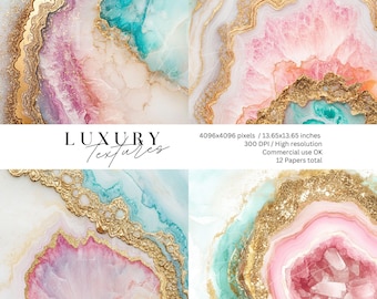 Geode Digital Paper, Agate Quartz Texture, Crystal Digital Backgrounds ...