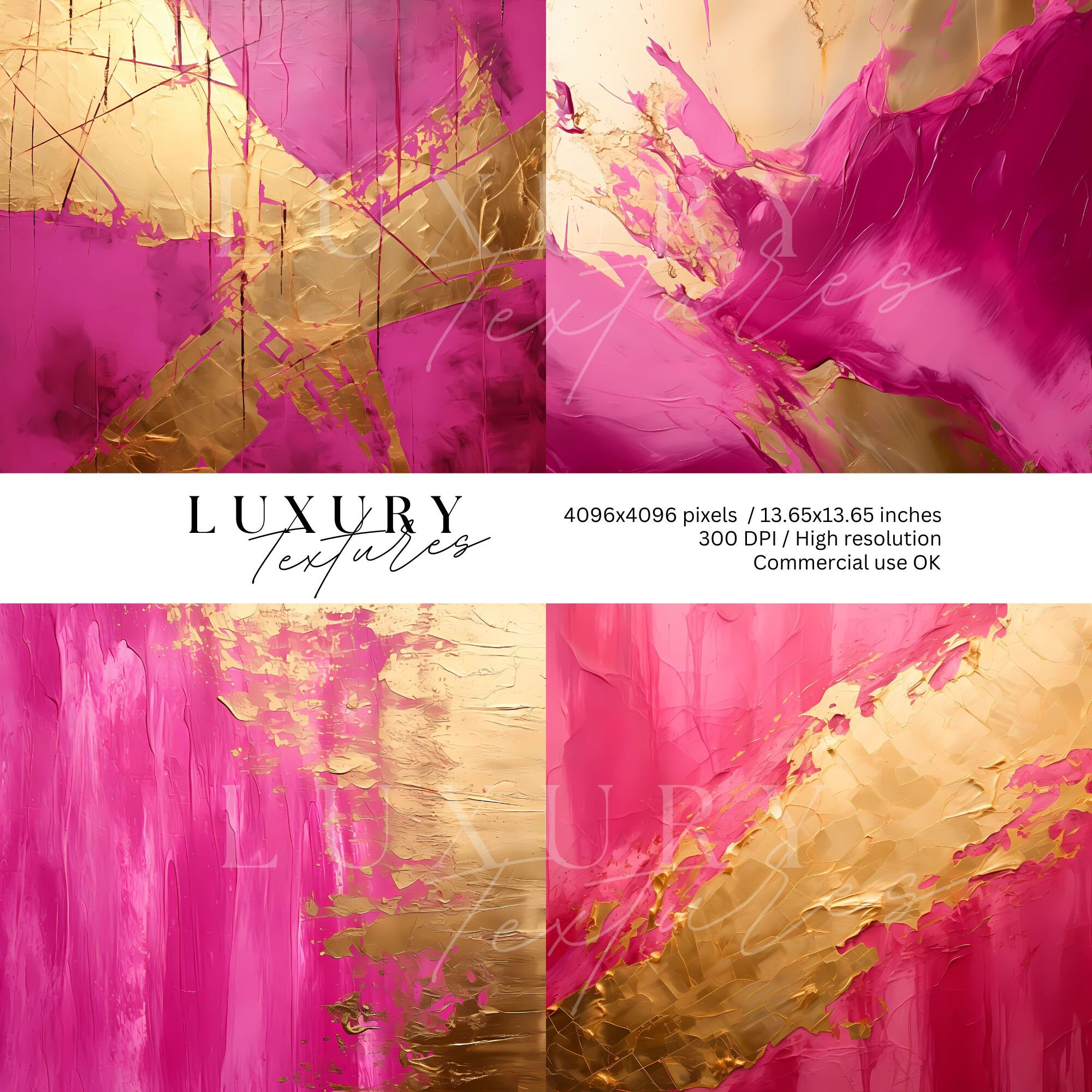 Pink Digital Paper, Hot Pink Gold, Gold Glam Paper, Acrylic Paper ...