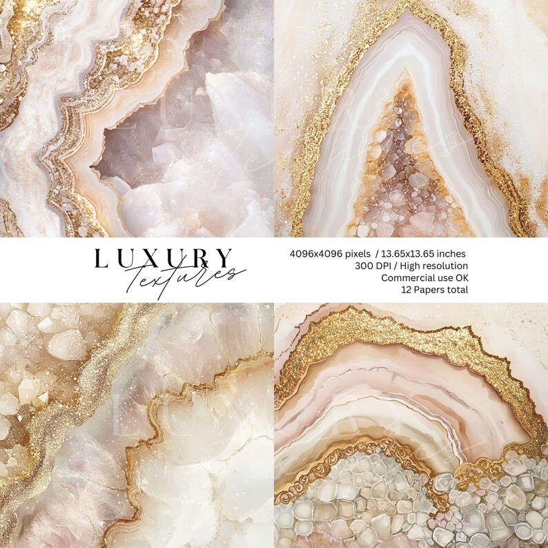 Geode Digital Paper, Agate Quartz Texture, Crystal Digital Backgrounds ...