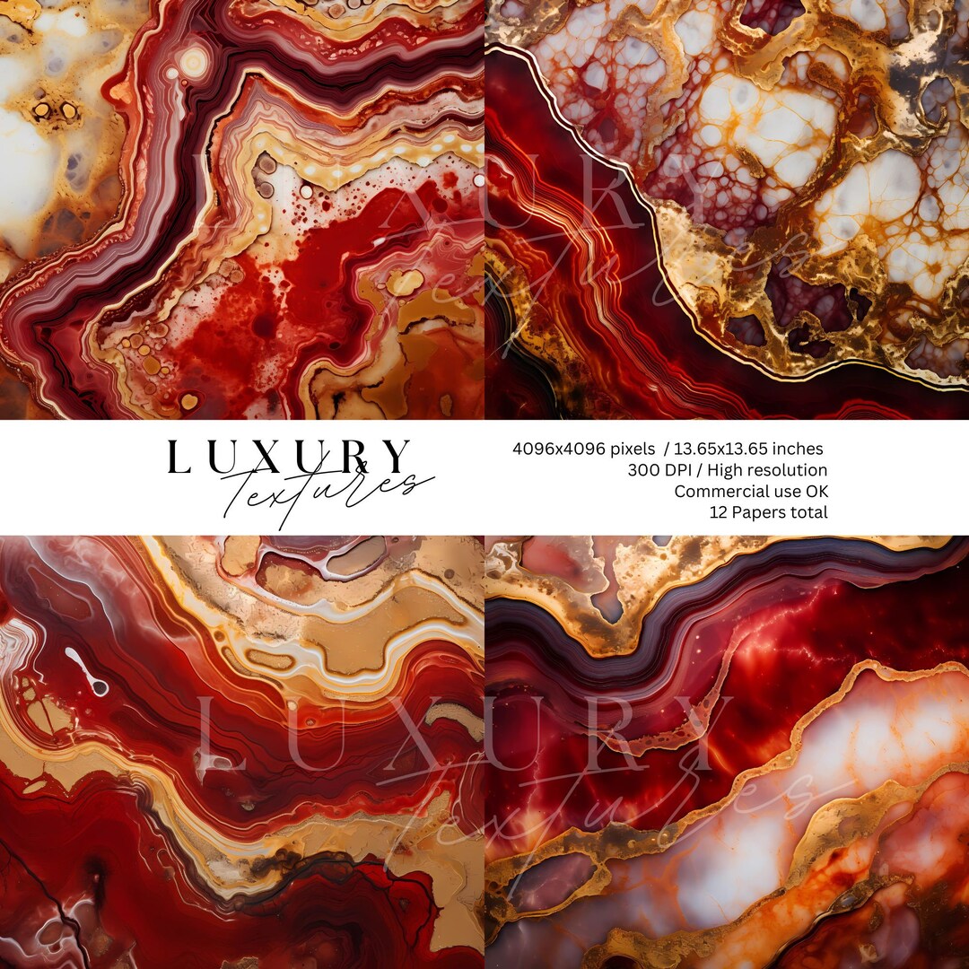 Red Digital Paper, Red Gold Paper, Marble Paper, Alcohol Ink Paper ...