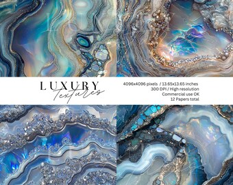 Holographic Paper, Crystal Rocks, Iridescent, Glowing, Silver, Diamonds ...