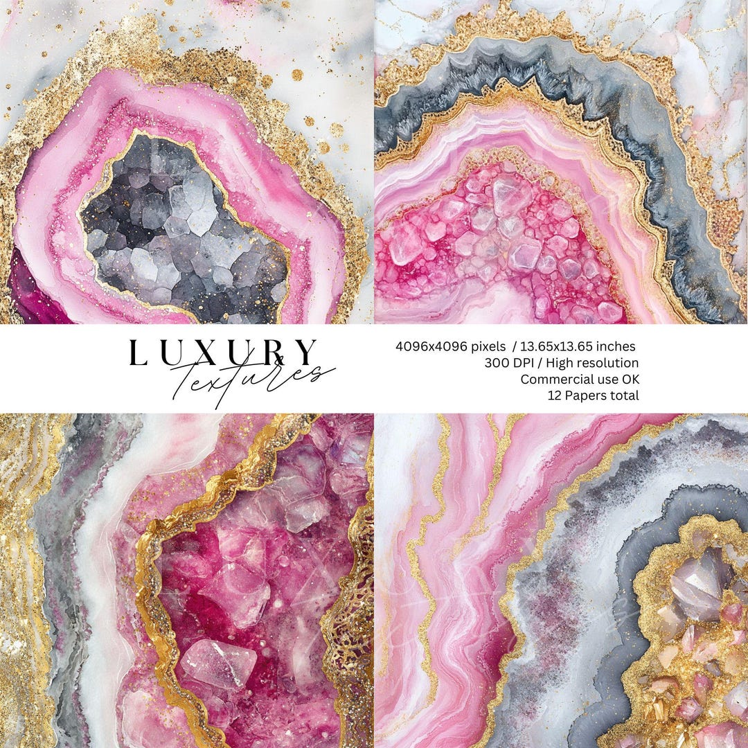 Geode Digital Paper, Agate Quartz Texture, Crystal Digital Backgrounds ...