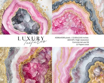 Geode Digital Paper, Agate Quartz Texture, Crystal Digital Backgrounds ...