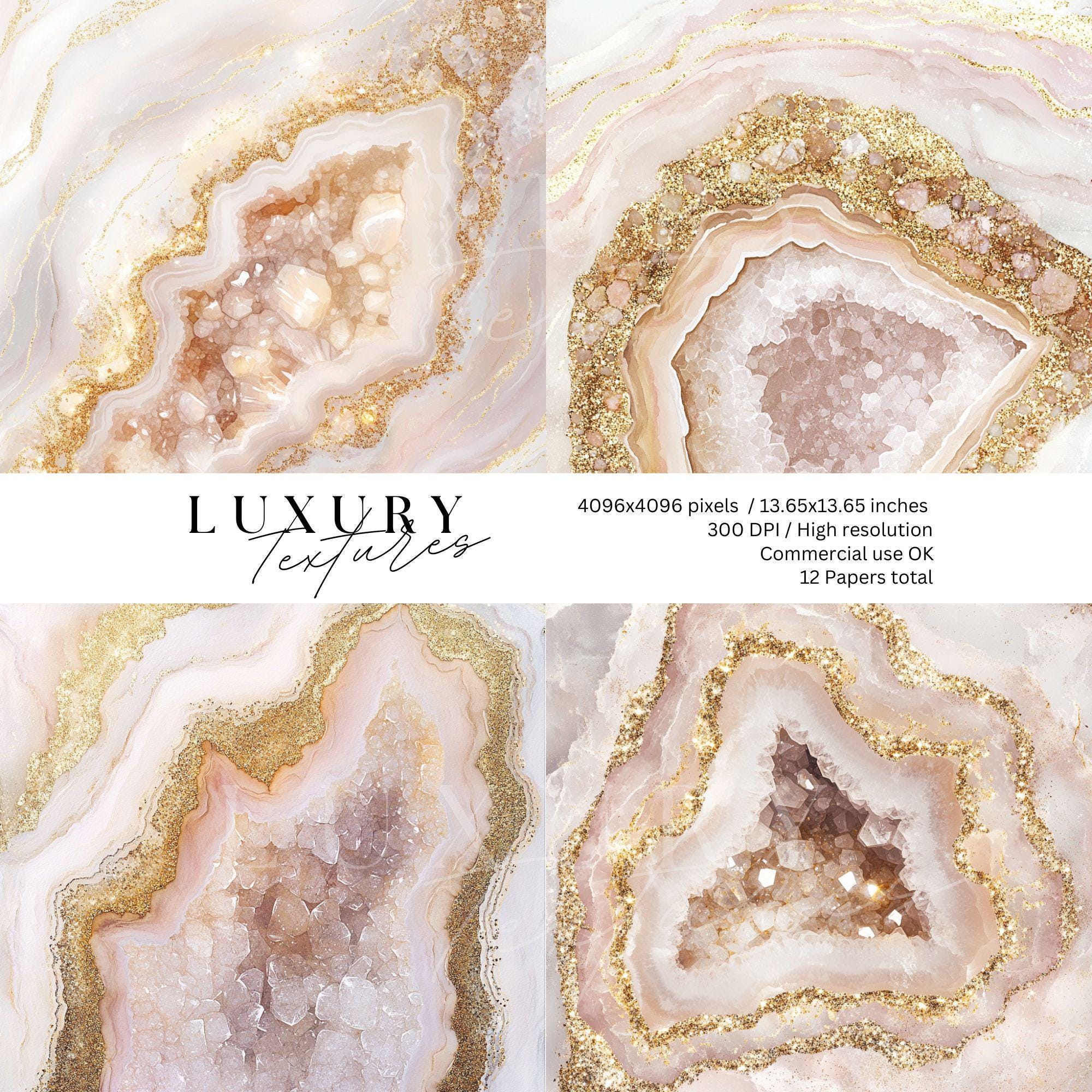 Geode Digital Paper, Agate Quartz Texture, Crystal Digital Backgrounds ...