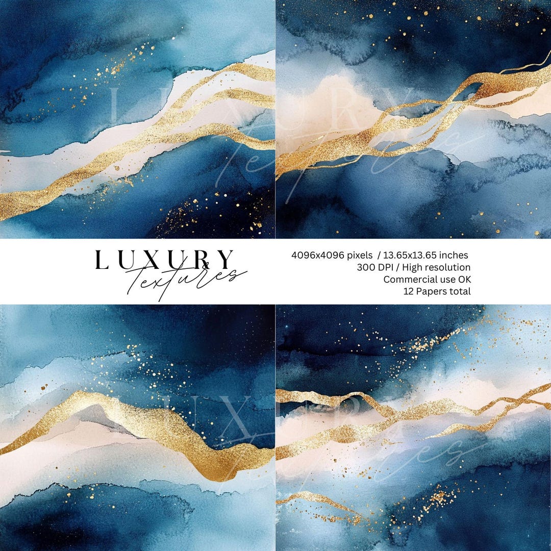 Gold and Watercolor Digital Papers, Watercolor Paper Pack, Gold and ...