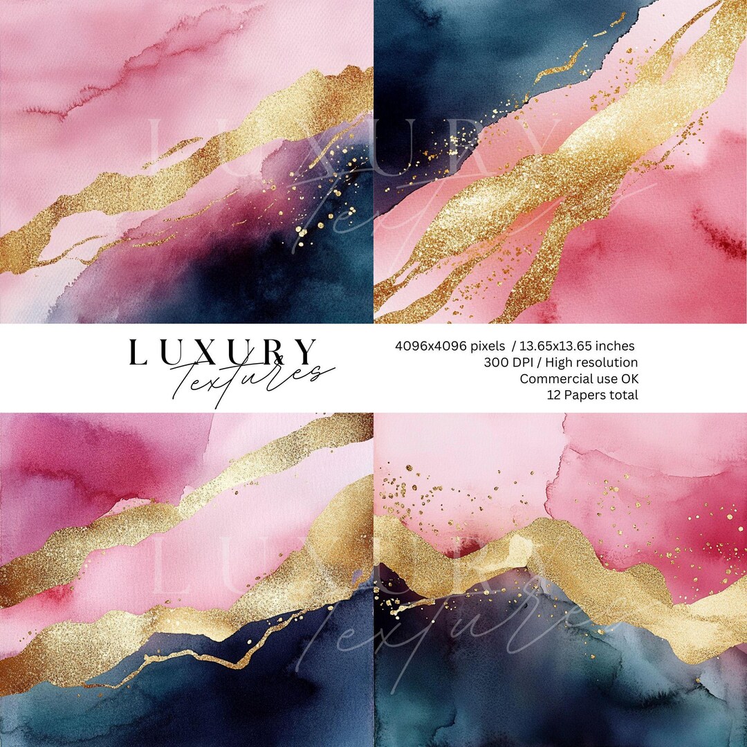 Gold and Watercolor Digital Papers, Watercolor Paper Pack, Gold and ...