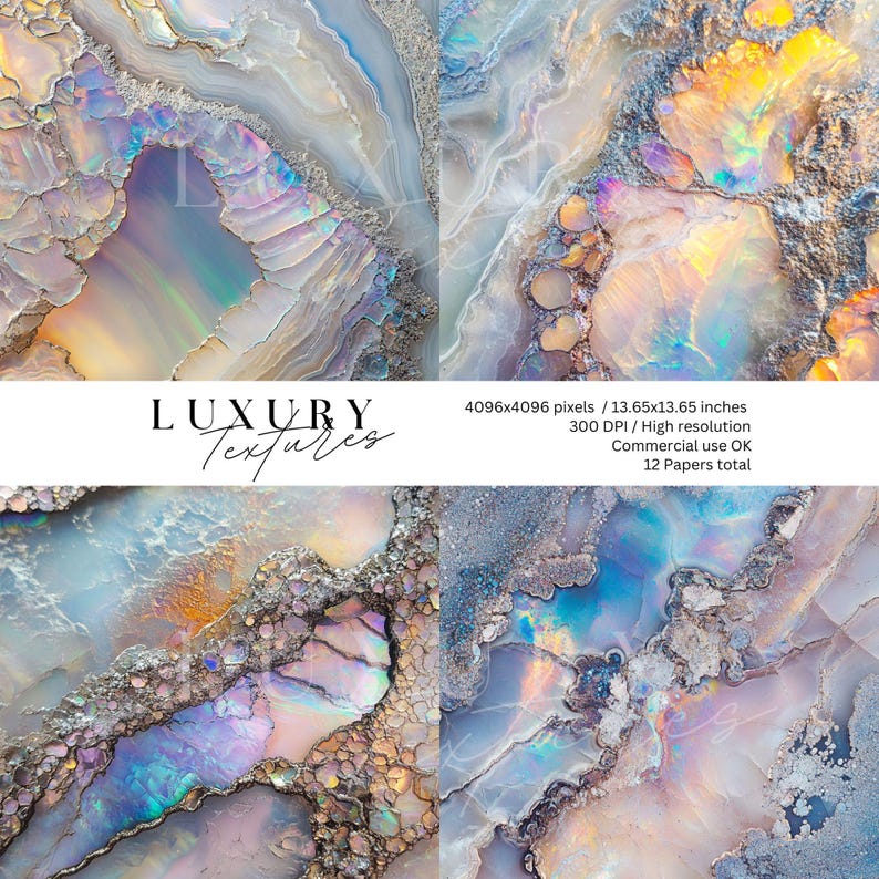 Holographic Paper, Crystal Rocks, Iridescent, Glowing, Silver, Diamonds ...