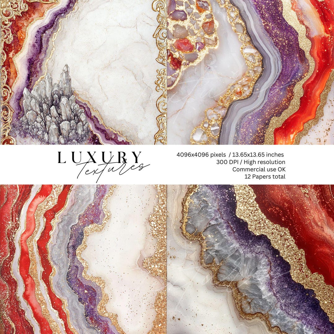 Geode Digital Paper, Agate Quartz Texture, Crystal Digital Backgrounds ...