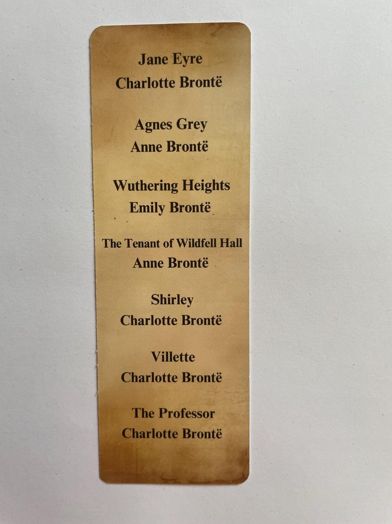 Brontë Sisters Bookmark – Jane Eyre Wuthering Heights Literary Gift ...