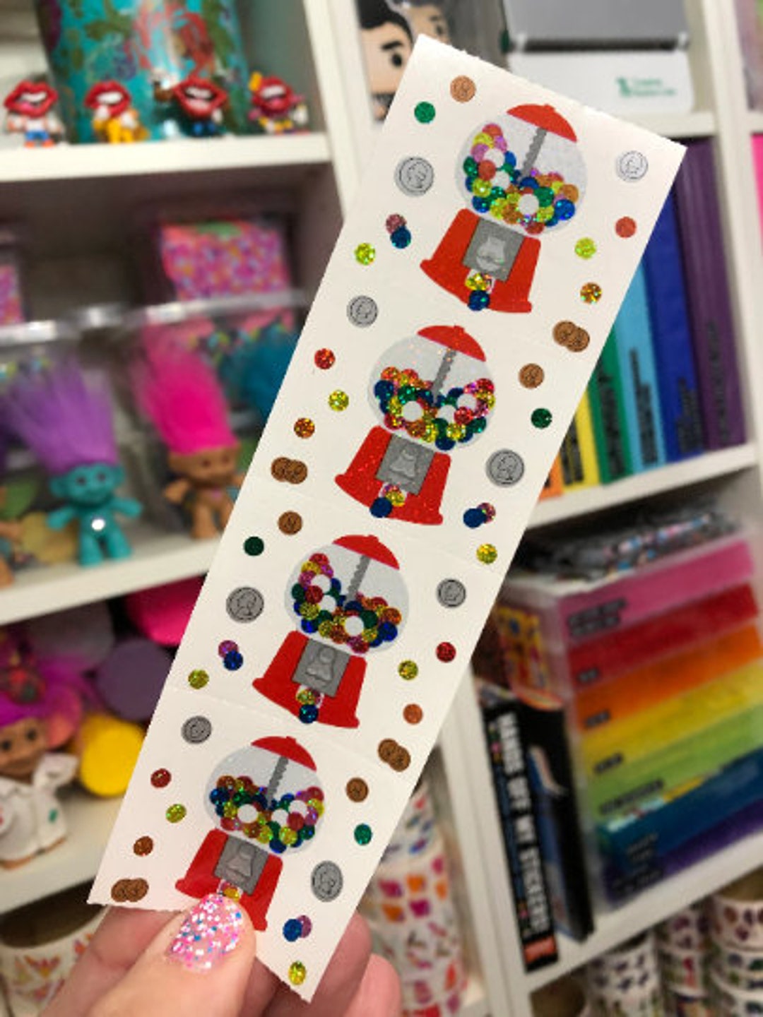 Discontinued Mrs. Grossman's Rainbow Sparkle Stickers Gumball Machine ...