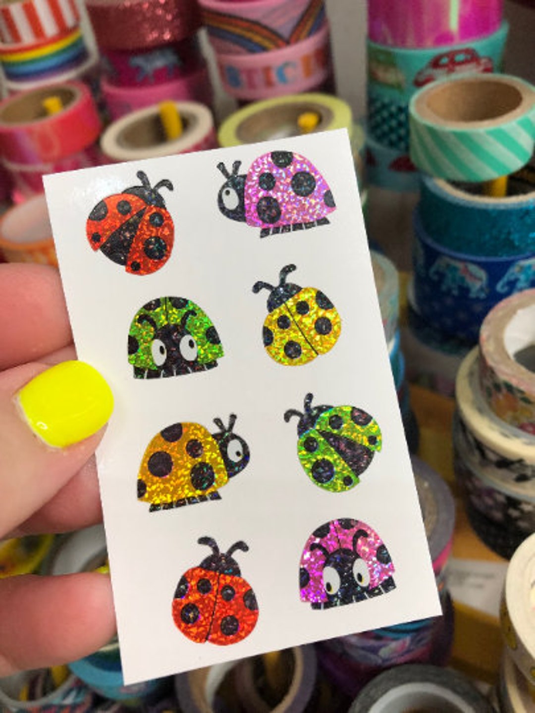 Limited Edition Rainbow Sparkle Stickers Ladybug Ladyburd - Etsy