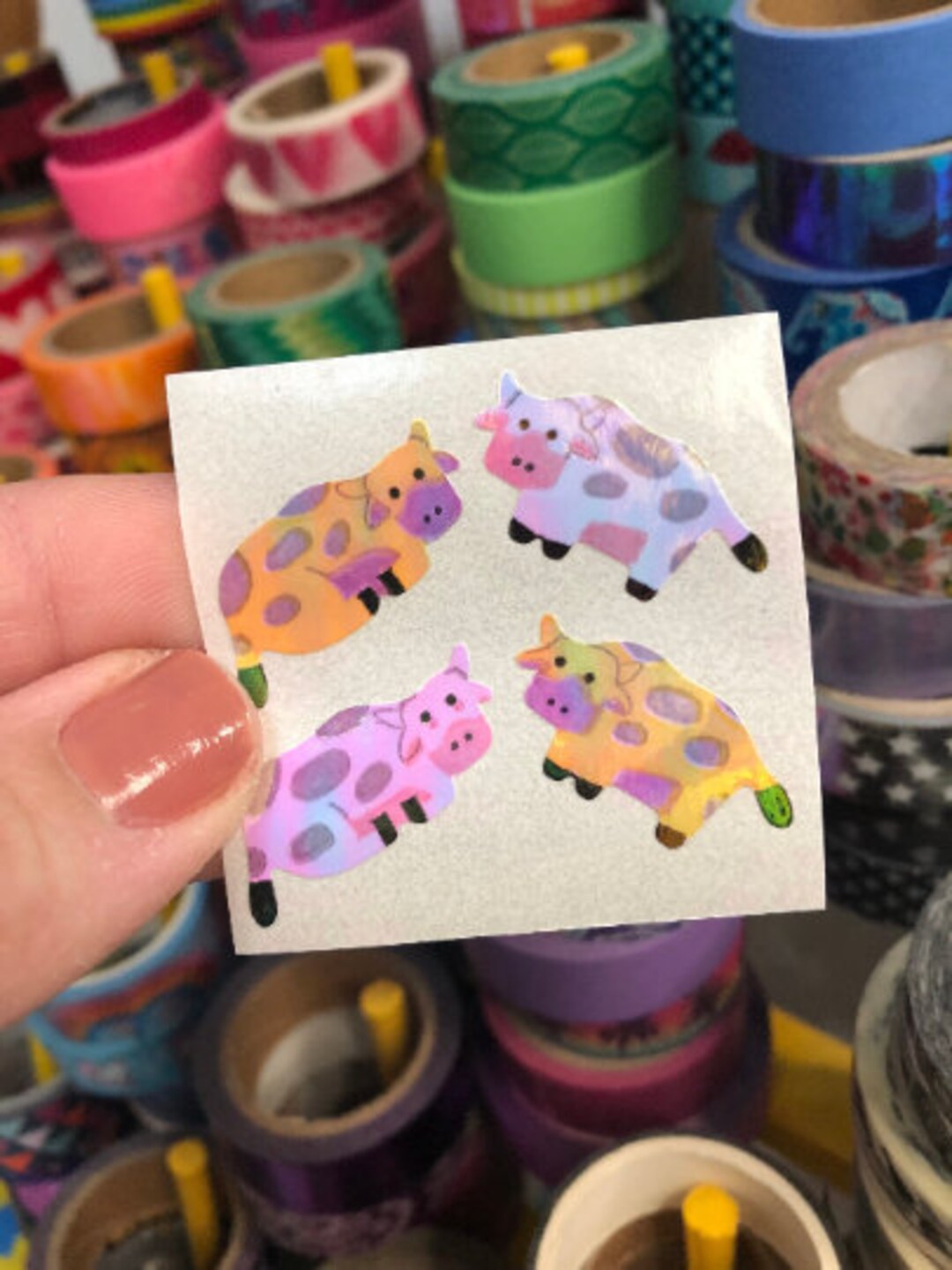 Vintage Great 7 Pearly Iridescent Stickers Cow Heiffer - Etsy