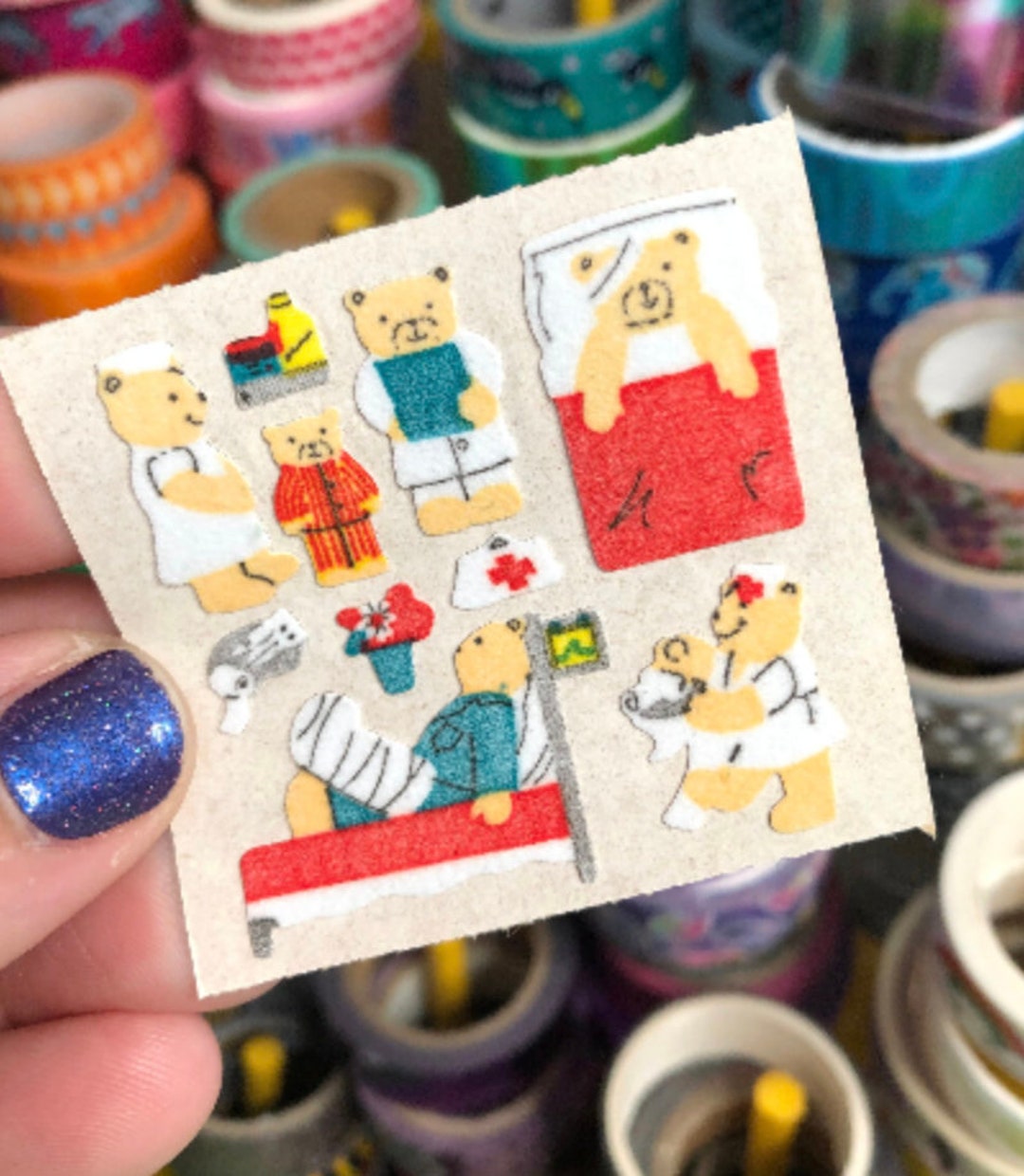 Vintage Fuzzy Flocked Stickers Teddy Bear Hospital - Etsy