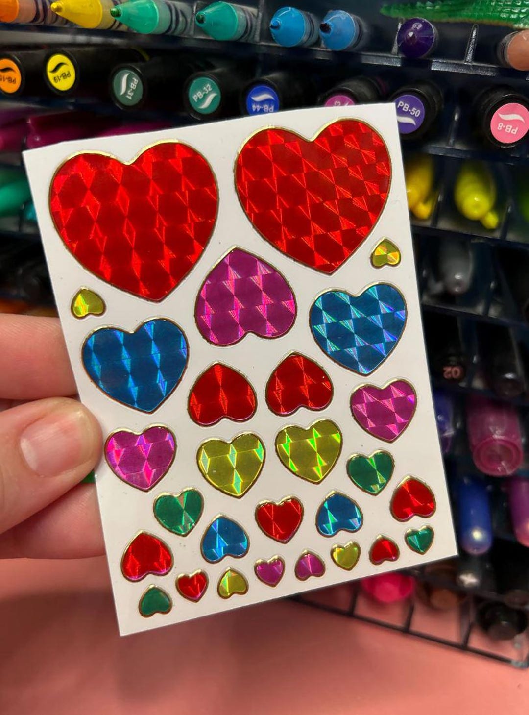 Rare Vintage Prism Rainbow Gold Outline Heart Stickers - Etsy