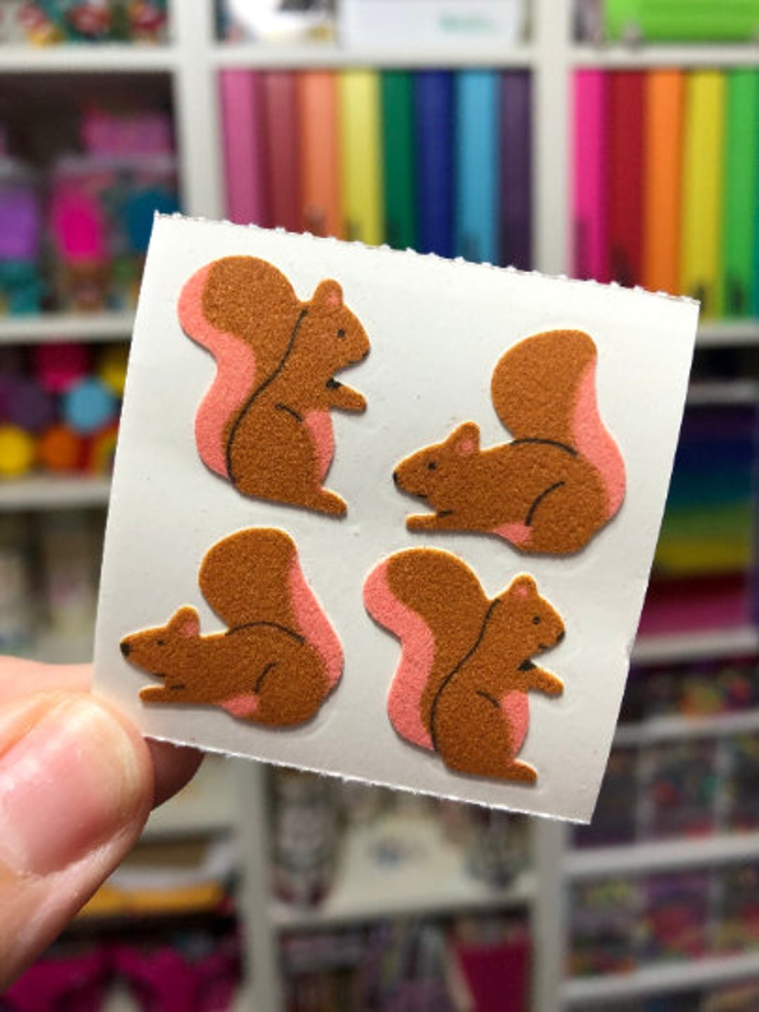 Vintage Great 7 Fuzzy Flocked Stickers Squirrel - Etsy