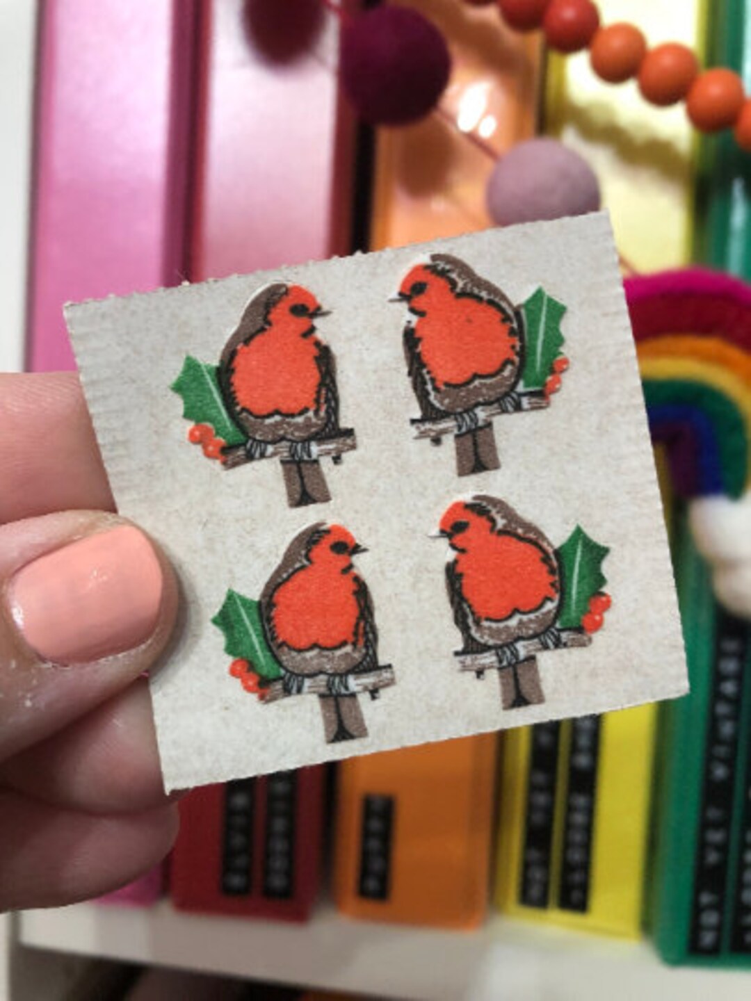 Vintage Fuzzy Flocked Stickers Red Bird Robin - Etsy