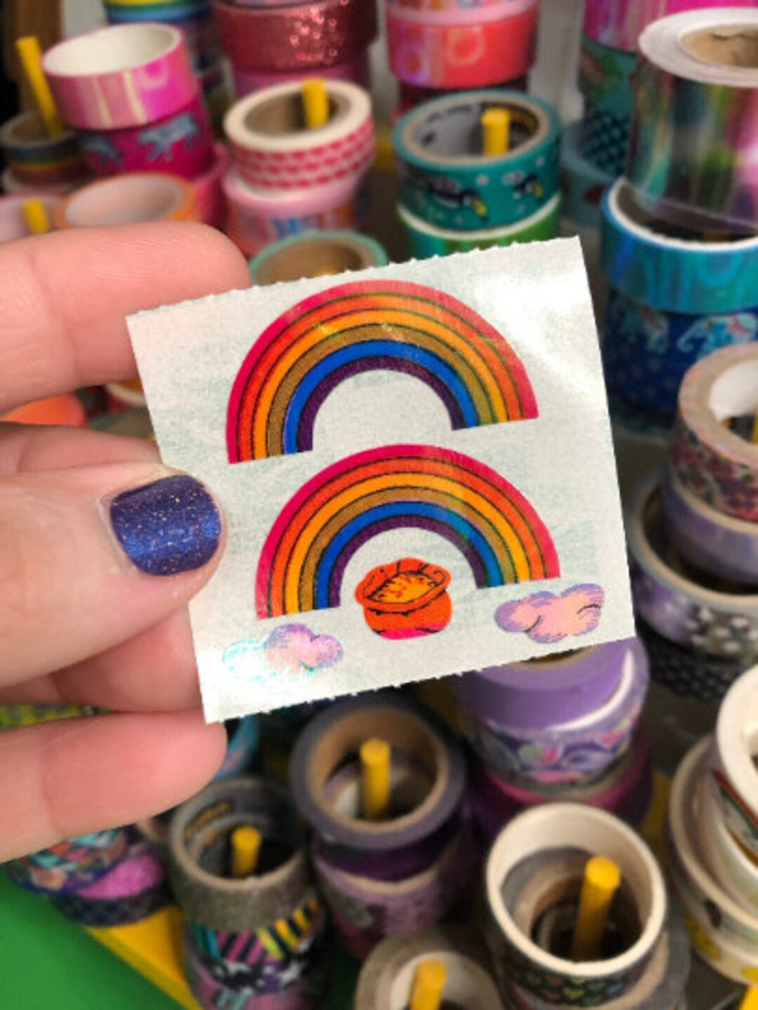 Vintage Pearl Iridescent Opal Stickers Rainbow Pot of Gold - Etsy