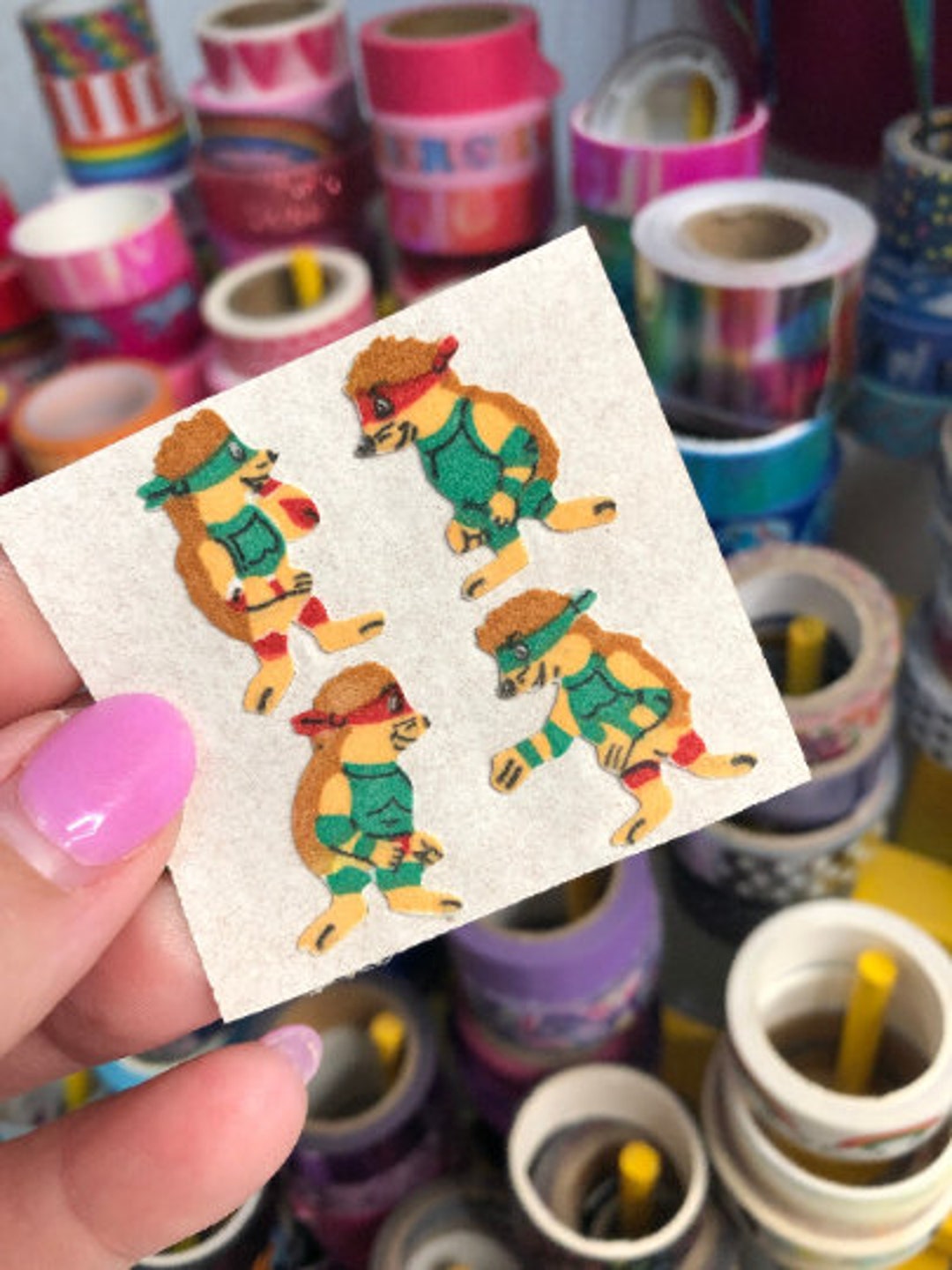 Vintage Fuzzy Flocked Stickers Ninja Hedgehog - Etsy