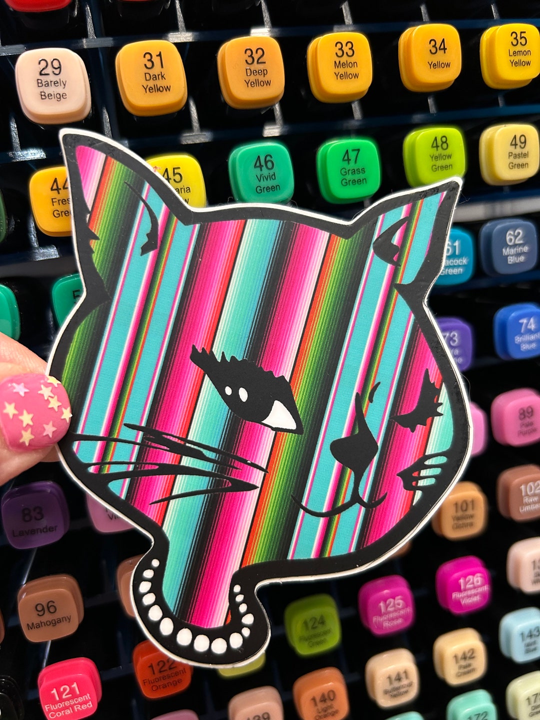 Retro Winking Cat Sticker Serape - Etsy